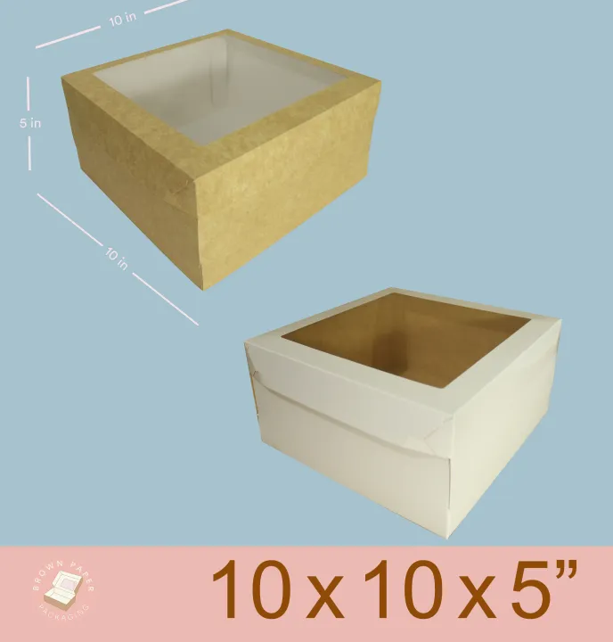 Cake Box 10x10x5 reversible in packs of 10pcs (Brown Paper Packaging ...