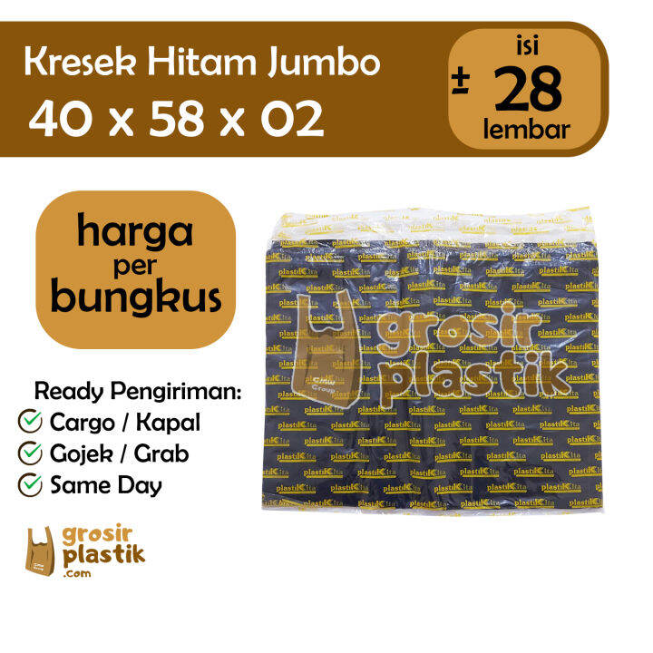 Kantong Kresek Hitam Jumbo 40 x 58 x 02 Plastik Kita isi 28 GL74 | Lazada Indonesia