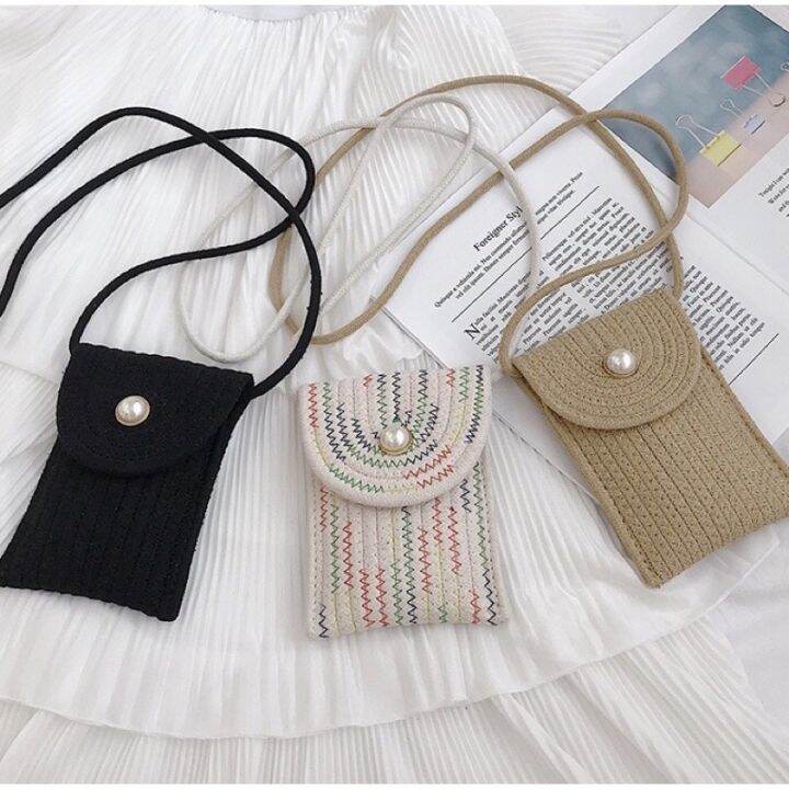 【FOUR】 Women´s Straw Plait Small Square Shoulder Slanted Bag | Lazada PH