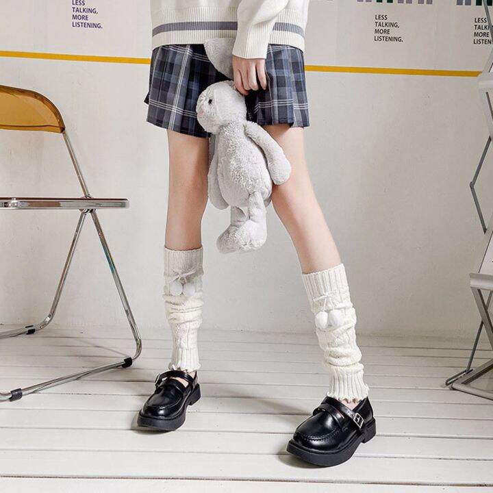 DGJKF ญี่ปุ่น ยางยืด ฤดูหนาว ด้วยก้อนขน คอสเพลย์ ขนสัตว์ สีลูกกวาด โล ...