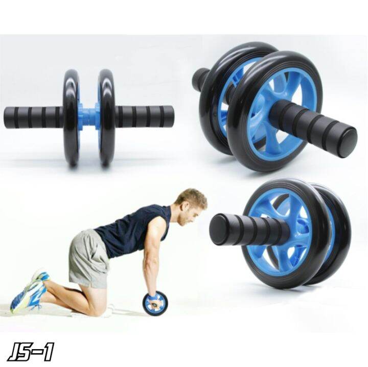 roller double wheel super mute double abdomen fitness gratis knee mat ...
