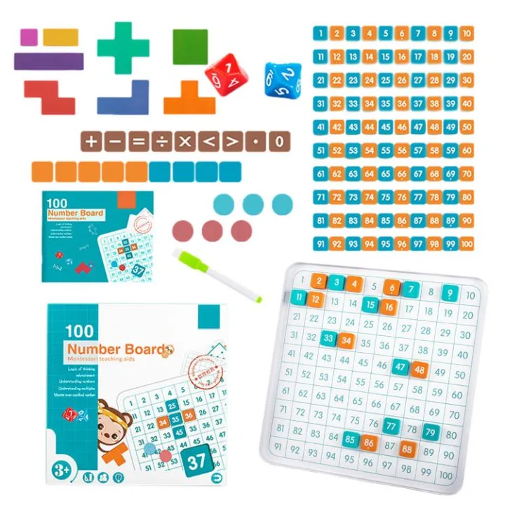 Wooden Montessori Math Board Toys 1 to 100 Continuous Counting Toys ...