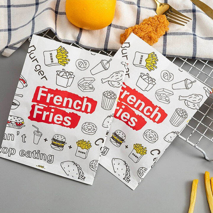100PCS Greaseproof Paper Bag French Fries fried chicken packaging bag ...