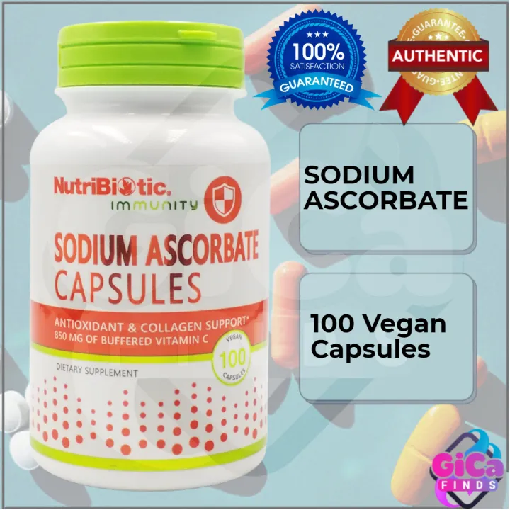 NutriBiotic Immunity Sodium Ascorbate, 850mg, 100 Vegan Capsules ...