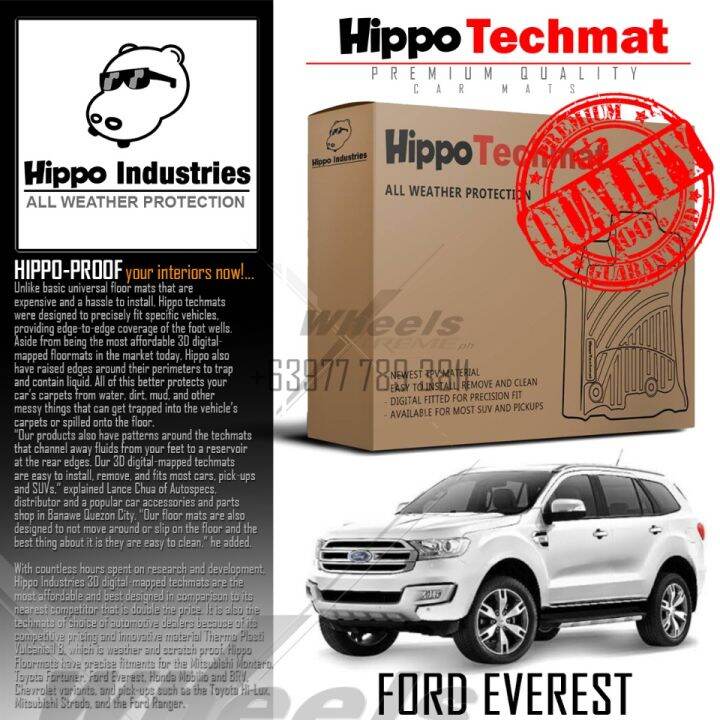 Ford EVEREST 2015-2022 1st - 3rd Row Pro Serries Hippo Techmat Floor Liner Deep Dish Matting ...