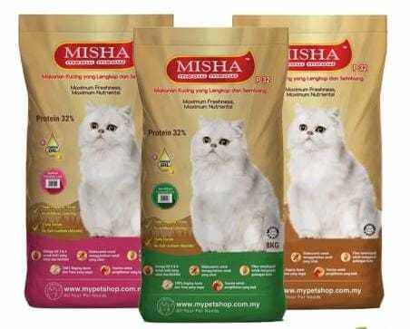 MISHA Dry Cat Food (8kg) - Chicken & Tuna, Ocean Fish, Seafood Flavor ...