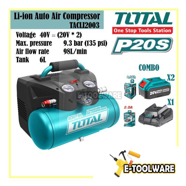Total TACLI2003 Li-ion Auto Air Compressor 6L | Lazada
