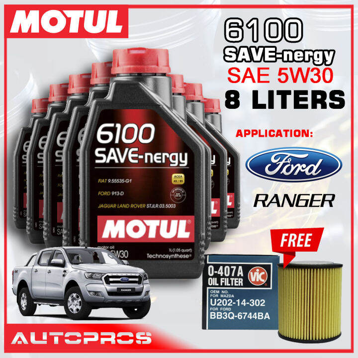 MOTUL 6100 SAVE-nergy 5W-30 8 Liters Change Oil Bundle for Ford Ranger ...