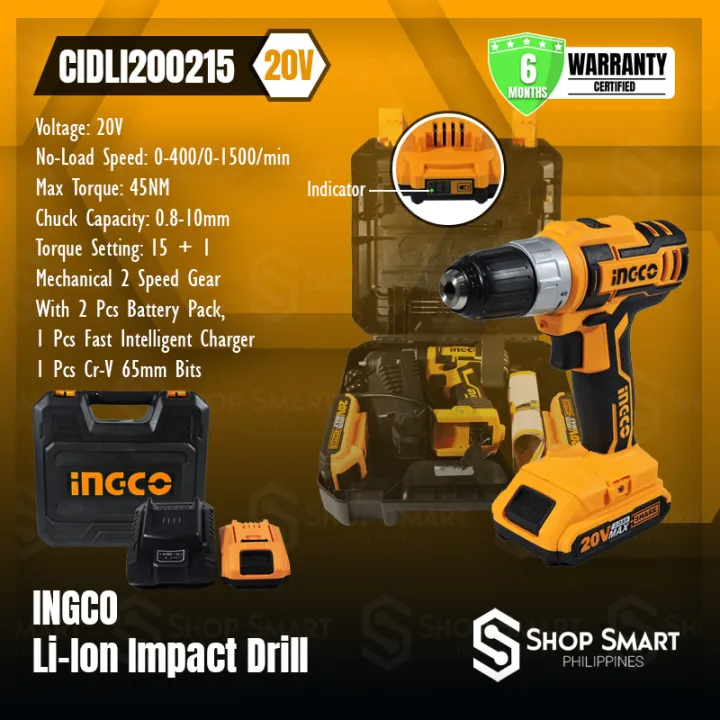 Ingco Lithium Ion Impact Drill (20V) CIDLI200215 | Lazada PH