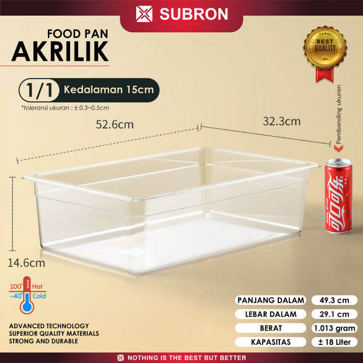 SUBRON Gastronom Food Pan Akrilik 1/1/15 Kedalaman 15cm Wadah ...
