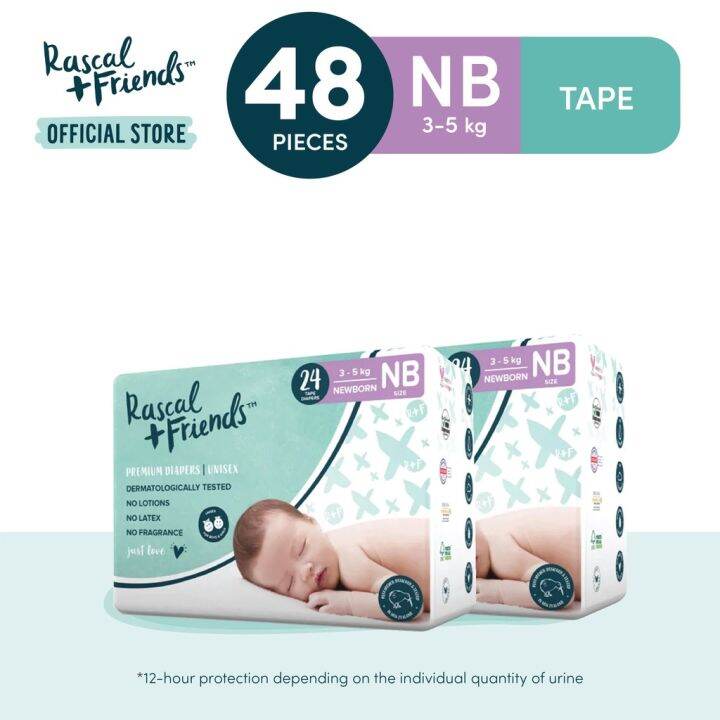 Rascal Friends Newborn Tape Diaper Convenience Pack Of 2 48 Pads ...