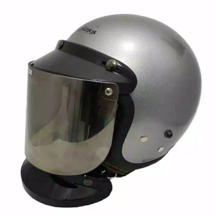 Helm Cargloss Retro Silver gloss Paket Kaca Datar Cembung | Lazada ...