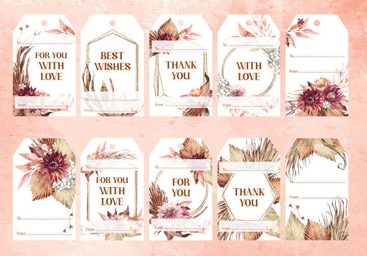 45 pcs Cute Gift Labels Hang Tags for All Occasions Colored / Kraft ...