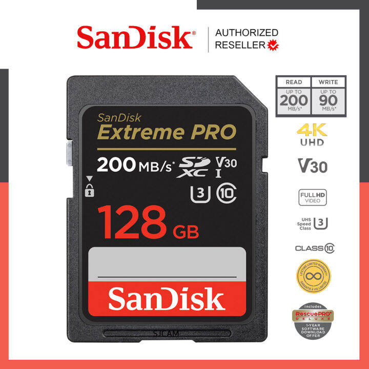 SanDisk Extreme Pro SD Card 128GB (SDSDXXD-128G-GN4IN) ความเร็วอ่าน 200MB/s เขียน 90MB/s ...