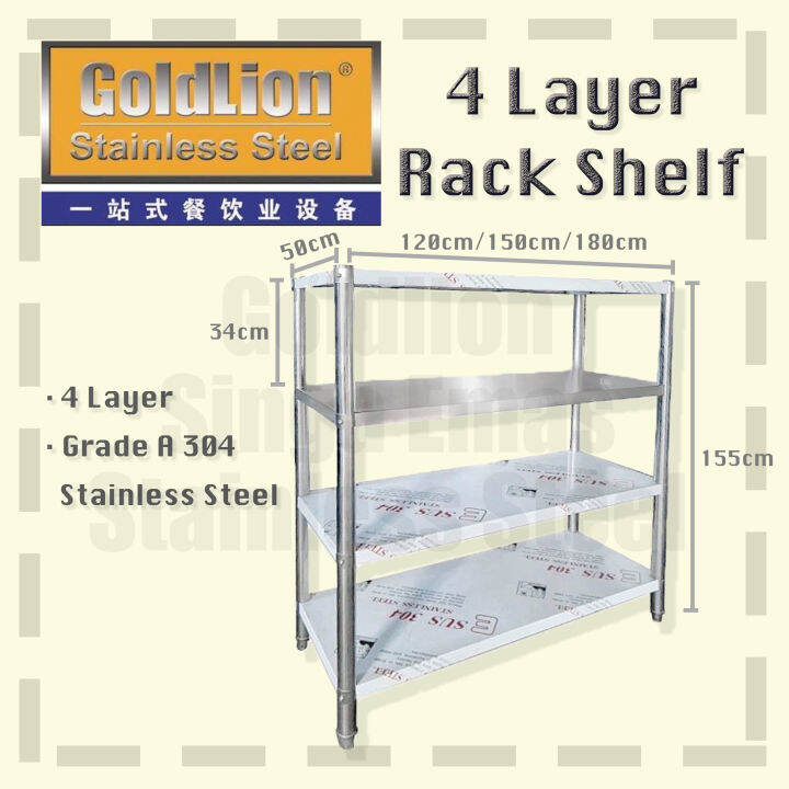 Stainless Steel Kitchen Storage Rack Shelf 4 Layer Tier / Rak Dapur Rak ...