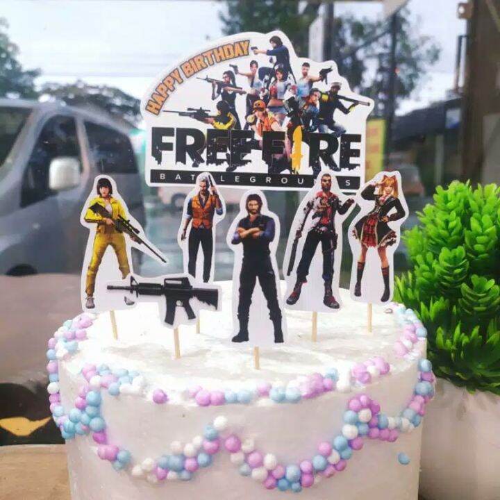 satu set hiasan kue ulang tahun cake topper karakter free fire FREE ...
