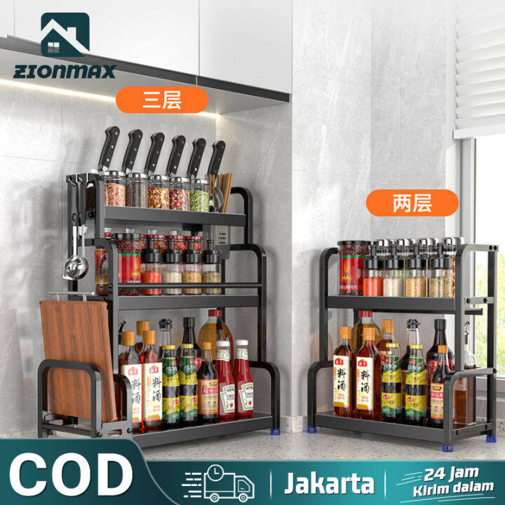 Rak Bumbu Dapur Stainless Steel Penyimpanan Bumbu Penyelenggara Rak ...