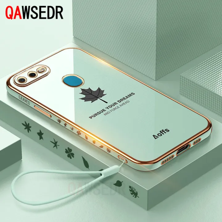 QAWSEDR เคสชุบใบเมเปิ้ลสำหรับ OPPO A76 A36 2022,เคสสี่เหลี่ยมขอบตรง ...