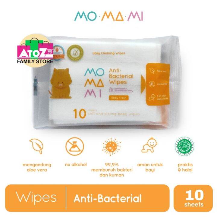 MoMaMi Antibacterial Wipes 10s | Lazada Indonesia