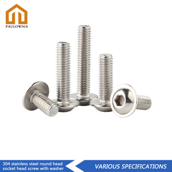 Ready Stock M2 M2.5 M3 M4 M5 M6 M8 304 Stainless Steel Round Head Screw Button Head Inner ...