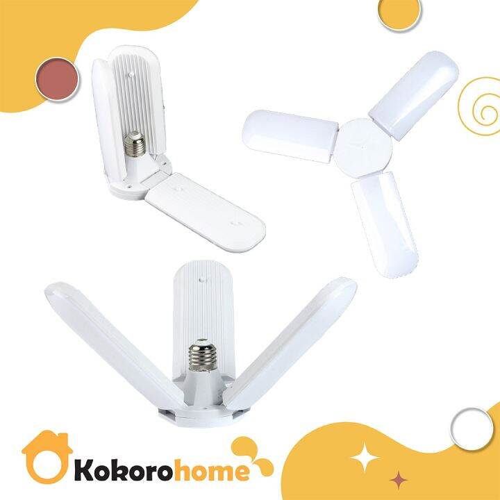 KOKORO Fan Design LED Light Bulb Foldable 3 Blade Light Bulb Adjustable ...
