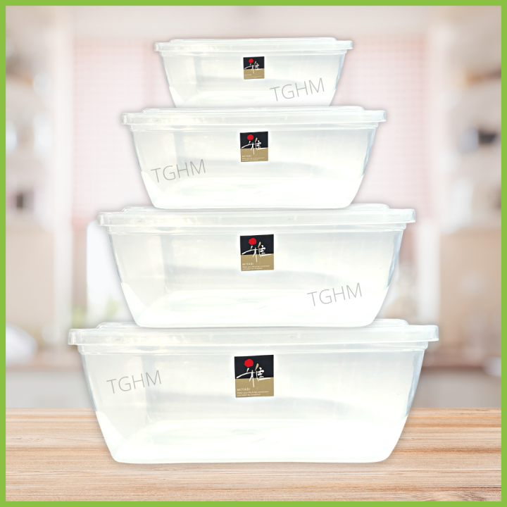 Miyabi Rectangular Transparent Clear Reusable Food Keeper Lunchbox ...