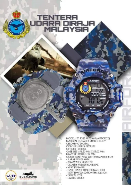 AIRFORCE JAM SUBMARINE TUDM TP1328 Tentera Udara Diraja Malaysia Loreng ...