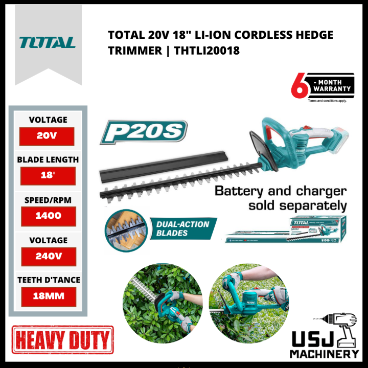 TOTAL 20V 18" Li-ion Cordless Hedge Trimmer THTLI20018 | 6 Months ...