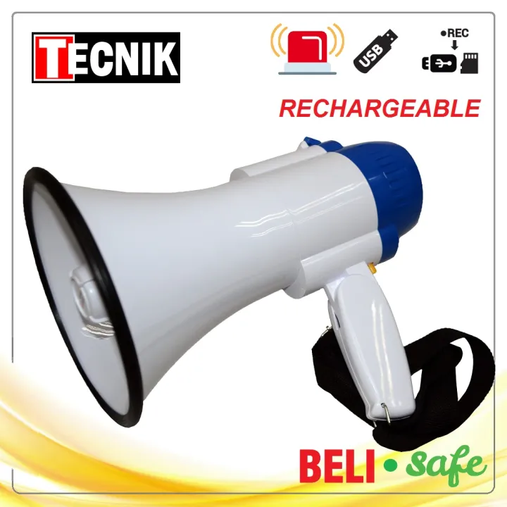 Tecnik SR66SC Megaphone / Hailer / Pembesar Suara With Siren, USB, Record, Mute, Rechargeable ...