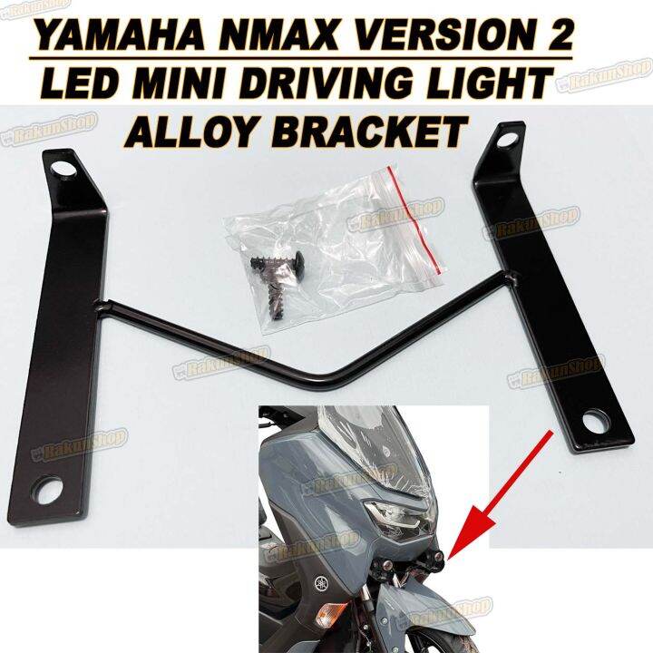 Yamaha NMAX v2 led Mini Driving light ALLOY BRACKET with bolts Black ...