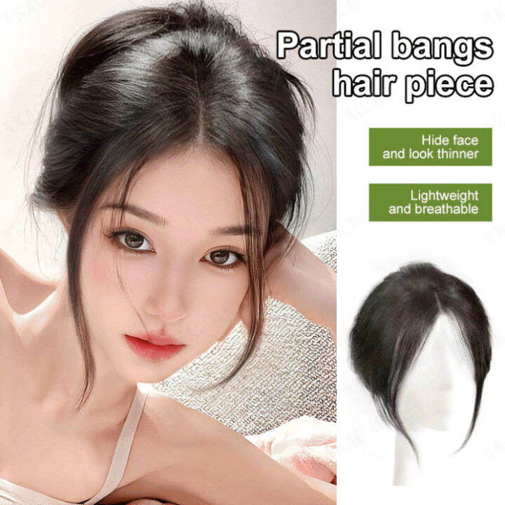 Vivirich Female wig head replacement piece Center parted wig with bangs ...