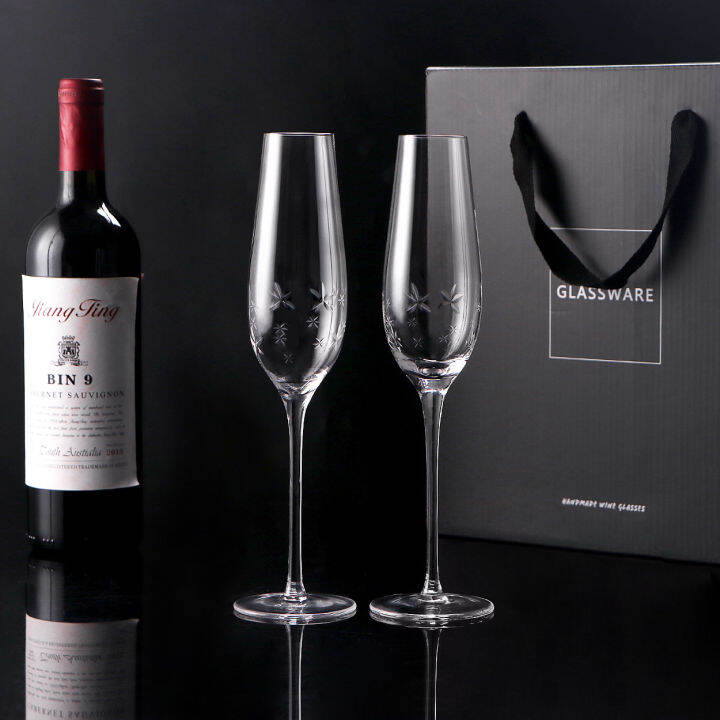 Cham-pagne Flutes, Edge Cham-pagne Glass Set of 4, Lead-Free Premium ...