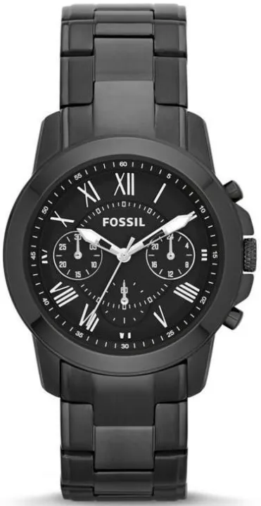 Fossil Grant Chronograph Black Dial Black Stainless Steel Men's Watch ...