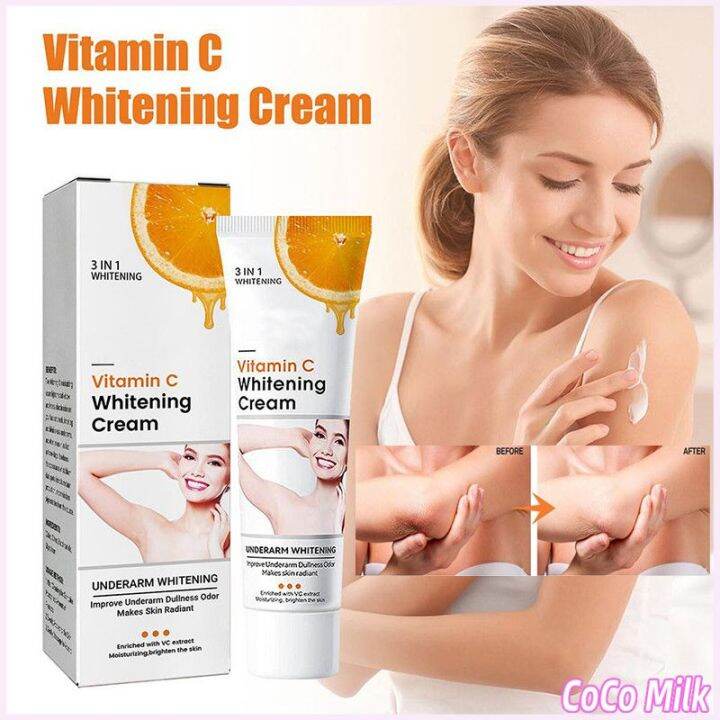 Coco Milk SADOER 50g Vitamin C Whitening Cream For Dark Skin Lighten Pigment Body Brighten Cream ...