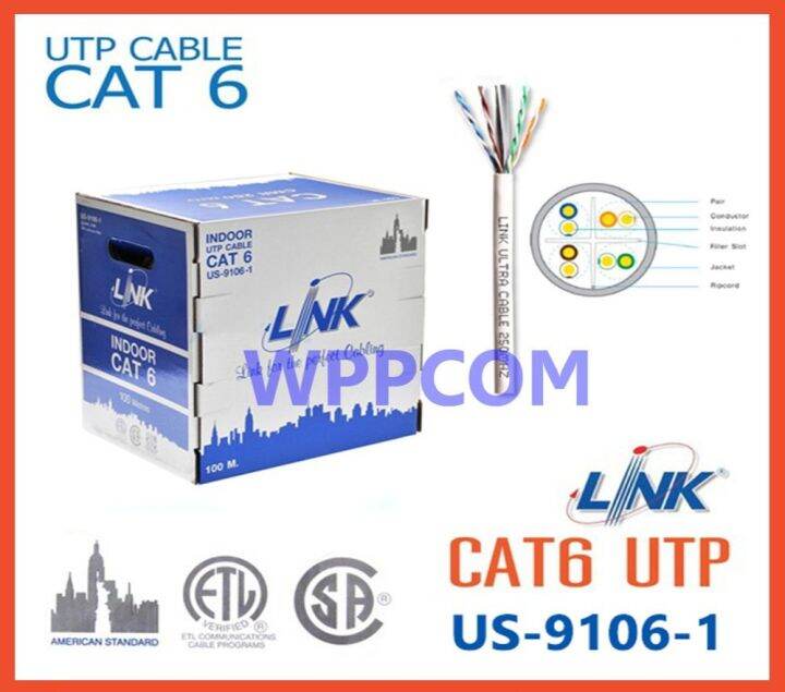 สาย LAN UTP Cable CAT6 LINK รุ่น US-9106-1 INDOOR 100M | Lazada.co.th