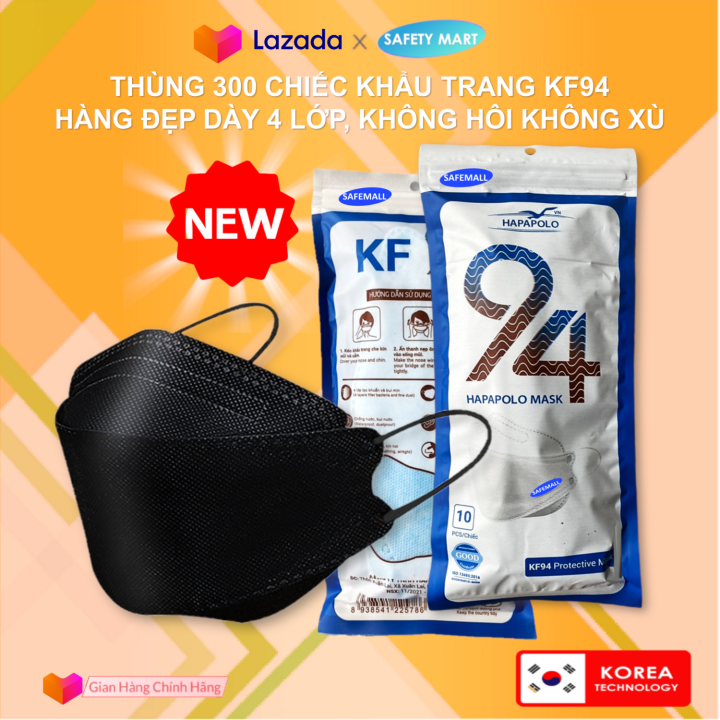 [HOT DEAL] Sỉ 1 thùng 300 Khẩu trang KF94 kháng khuẩn SafeMall - Hapapolo Mask phong cách Hàn ...