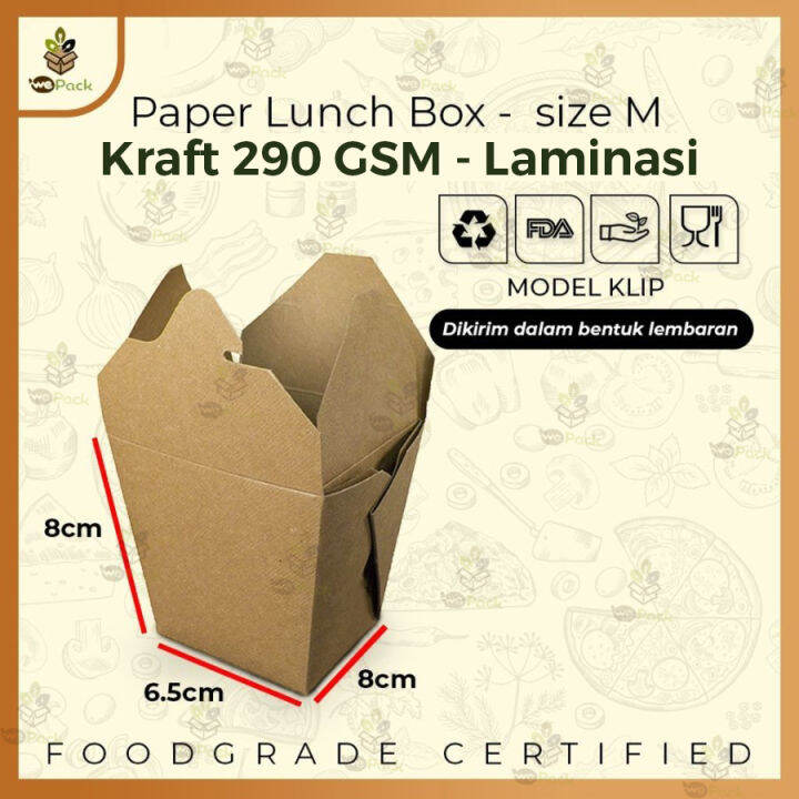 Foodpail Paper Rice Box Kotak Nasi Kertas Box Bento sizeM Medium Kraft ...