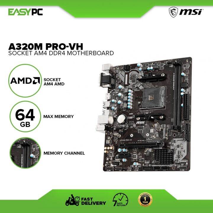 Msi A320M Pro-VH Socket Am4 Ddr4 Motherboard Brand New motherboard AMD A320 Chipset | Lazada PH