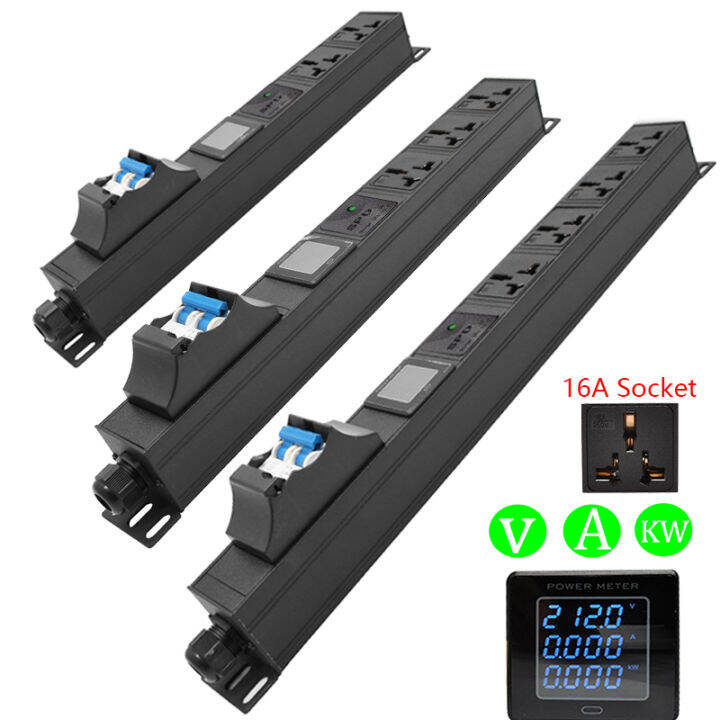 Power Distribution Unit Power Strip 16A Socket Circuit Breaker Ampere ...
