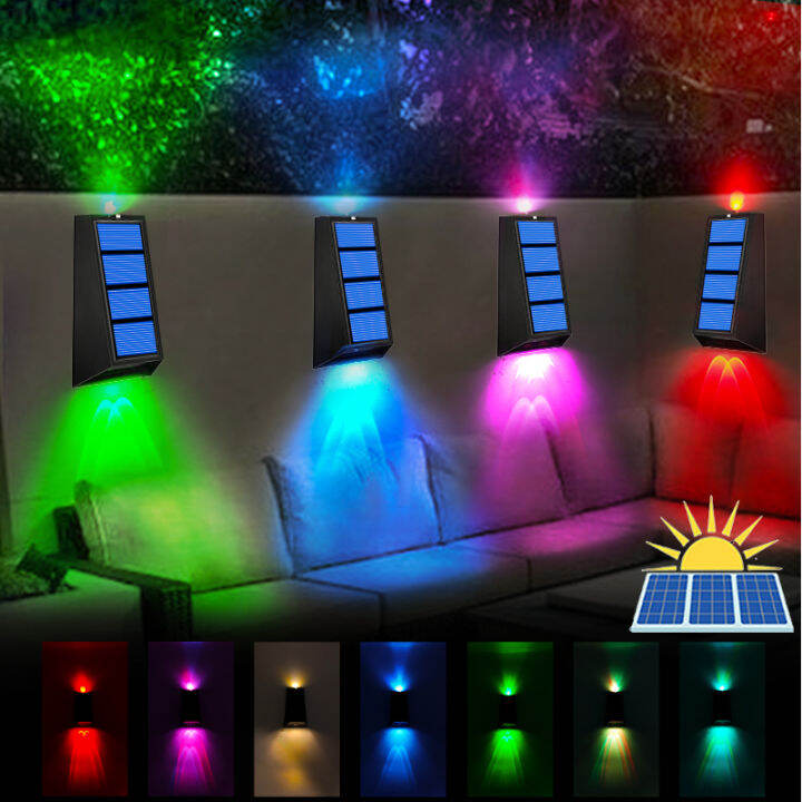 Solar Garden Light RGB Color Changing Waterproof Wall Lamp Decoration ...