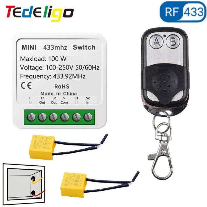 Tedeligo 110V 220V 240V No Neutral Wire Single Fire Light Switch 433MHz ...