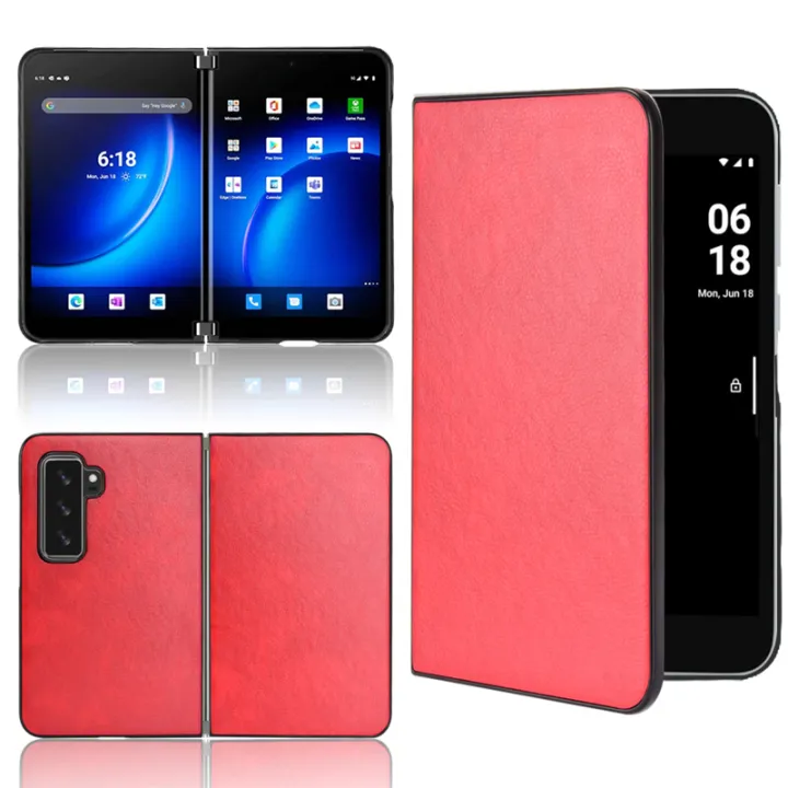 Casing for Microsoft Surface Duo 2 , Vintage Leather Hard Phone Back ...
