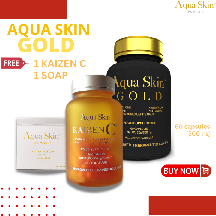 Aqua Skin Gold Glutathione Gluta Caps Kaizen C Tsubaki Soap Collagen ...