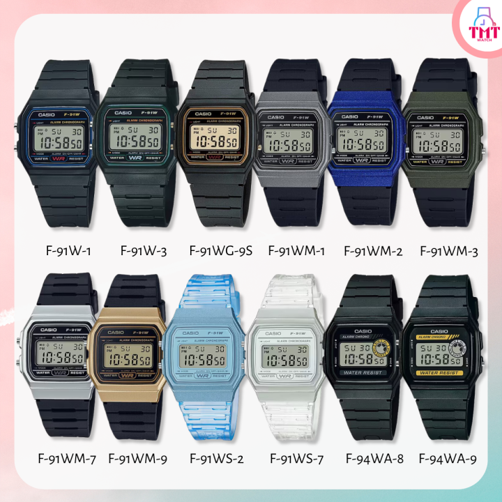 นาฬิกาข้อมือ Casio ดิจิตอล F-91 และ F-94 Series รุ่น F-91W-1/3, F-91WG ...
