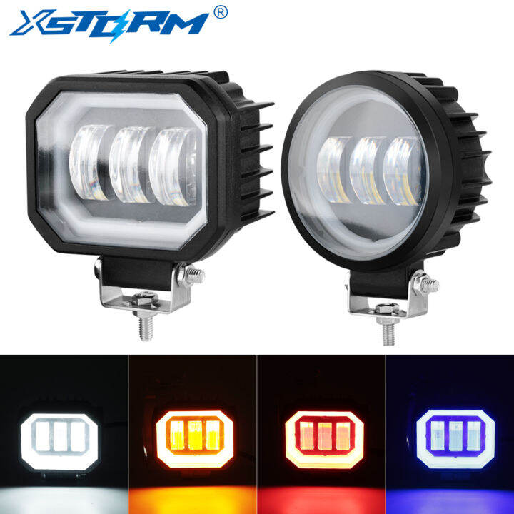 Dual Color Led Work Light 4x4 Offroad Bar Car Angel Eyes Spotlight For ...
