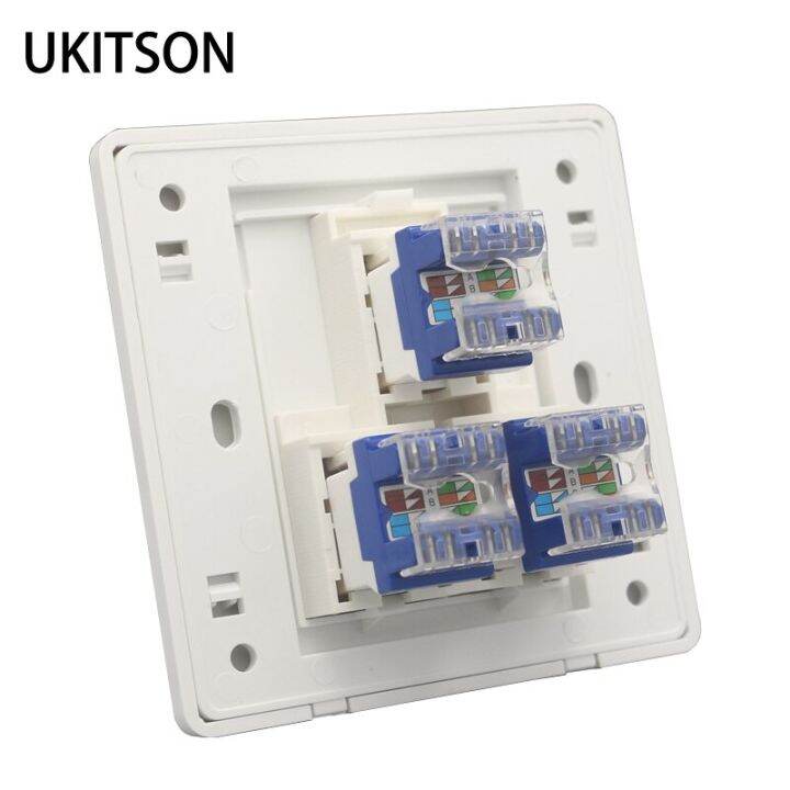 RJ45 Face Plate Wall Sockets Cat6 RJ45 LAN Plug Outlet Triple 3 Port ...