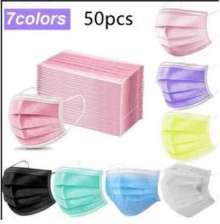 High Quality Colored 3 Ply Surgical Face mask (50pcs/per pack with box ...