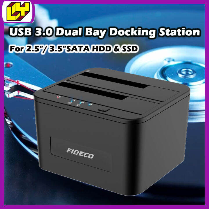 Fideco Dual SSD And HDD Docking External Hard Drive Docking Station SATA USB 3.0 HDD Duplicator ...
