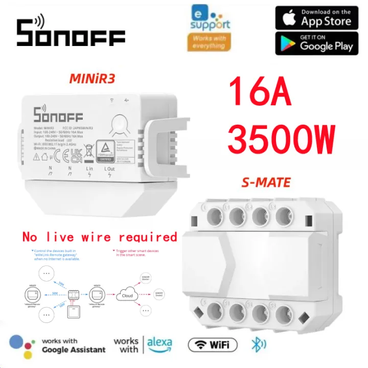 Jiuch Original SONOFF MINIR3 Mini 16A Wifi Bluetooth Smart Switch with ...