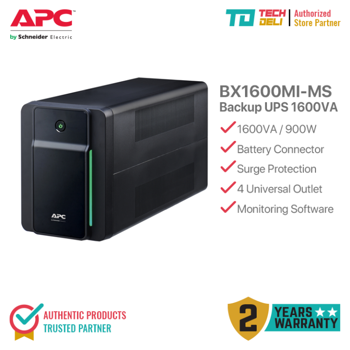 APC BX1600MI-MS, Back-UPS, 1600VA, 230V, AVR, 4 Universal Outlets, 900W ...